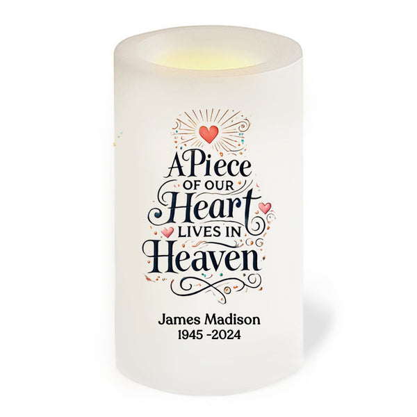 Piece of My Heart Personalized Flameless LED Memorial Candle – Funeral ...