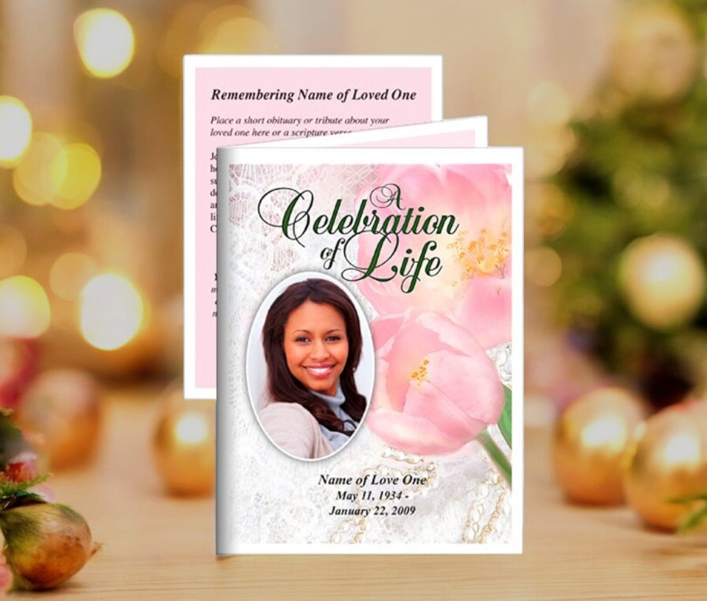 Pearls Small Memorial Card Template – Funeral Program-Site Funeral ...