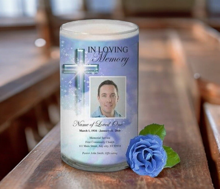 Adoration Personalized Glass Memorial Candle - The Funeral Program Site ...