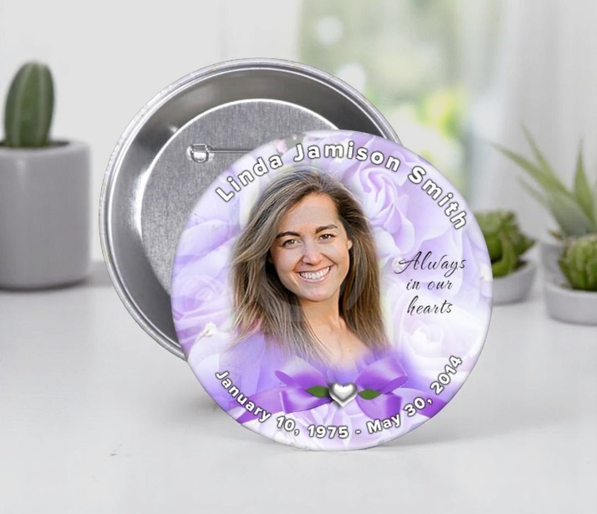 Amethyst Memorial Button Pins | Funeral Program Site – Funeral Program ...
