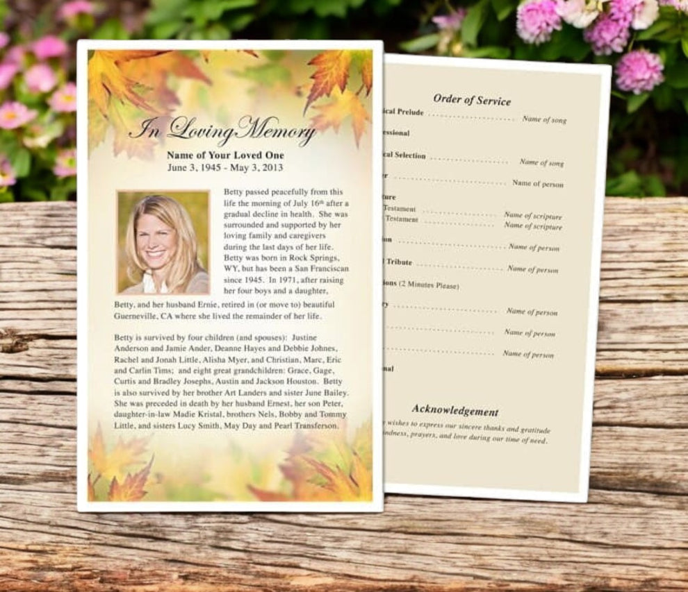 Autumn Funeral Flyer Template – Funeral Program-Site Funeral Programs ...
