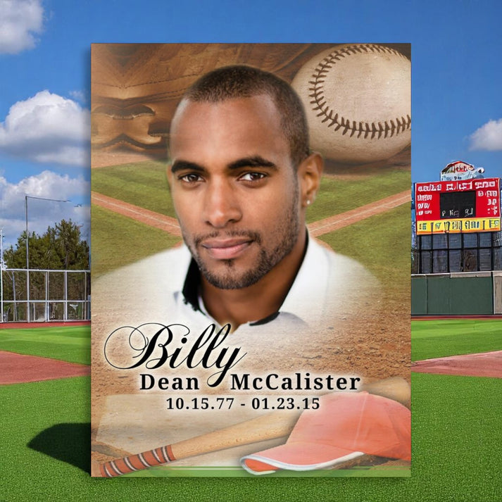 Baseball Funeral Memorial Poster Portrait – Funeral Program-Site ...