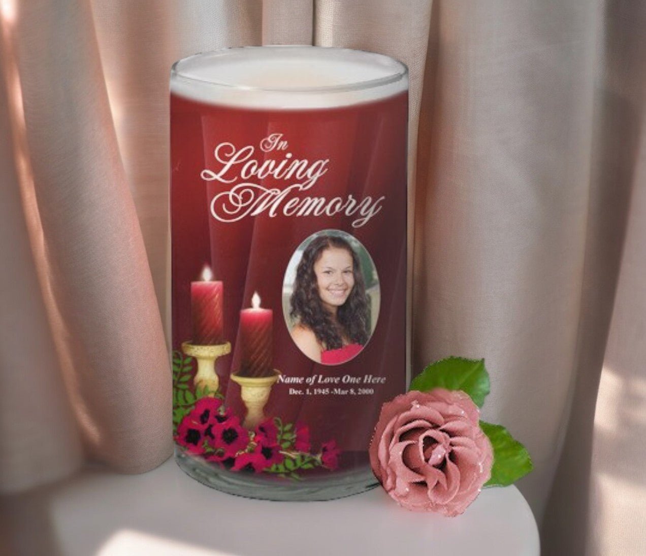 Candlelight Personalized Glass Memorial Candle - The Funeral Program ...