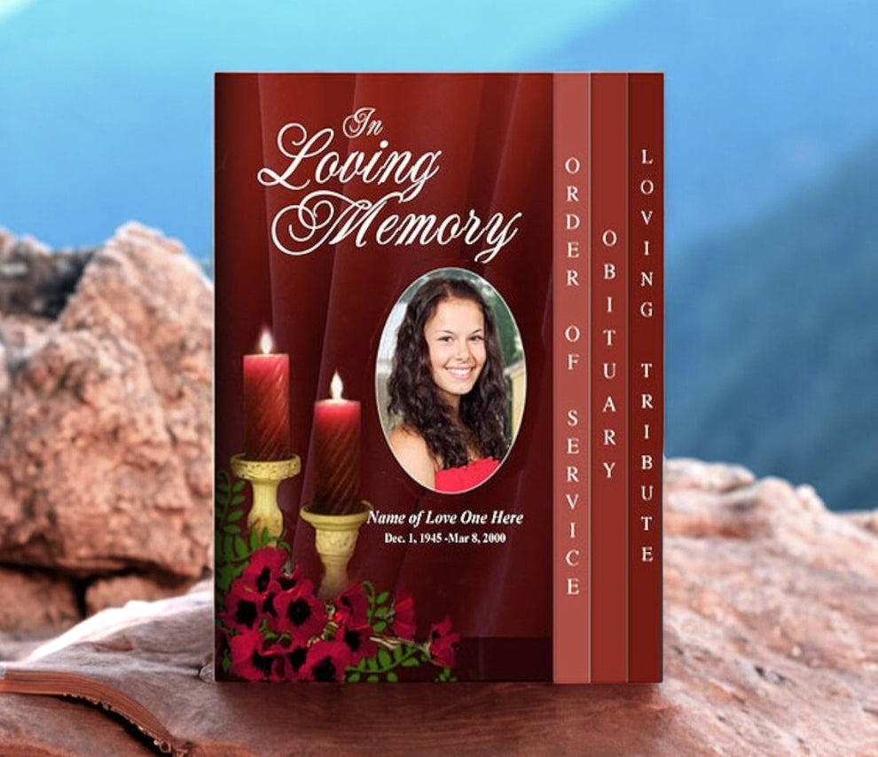 Candlelight 8-Side Graduated Funeral Program Template – Funeral Program ...