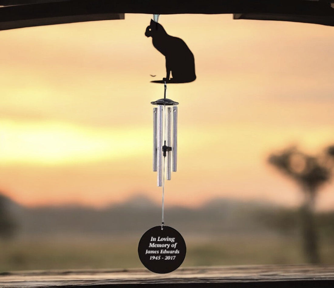 Memorial Cat Silhouette In Loving Memory Wind Chimes – Funeral Program ...