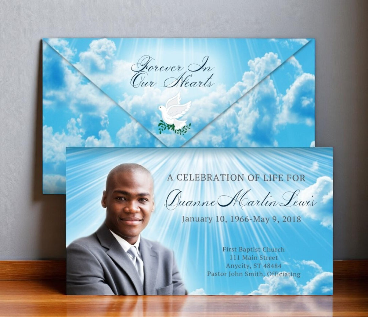 Cloudscape Envelope Fold Funeral Program Design Print – Funeral Program ...