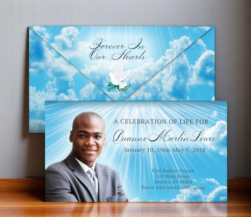 Cloudscape Envelope Fold Funeral Program Design Print – Funeral Program ...