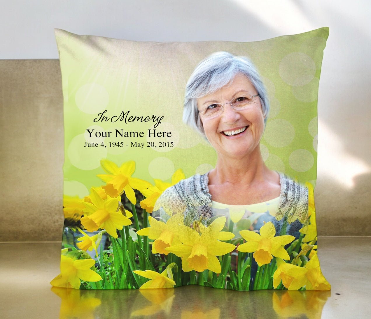 Daffodils In Loving Memory Memorial Pillow - The Funeral Program Site ...