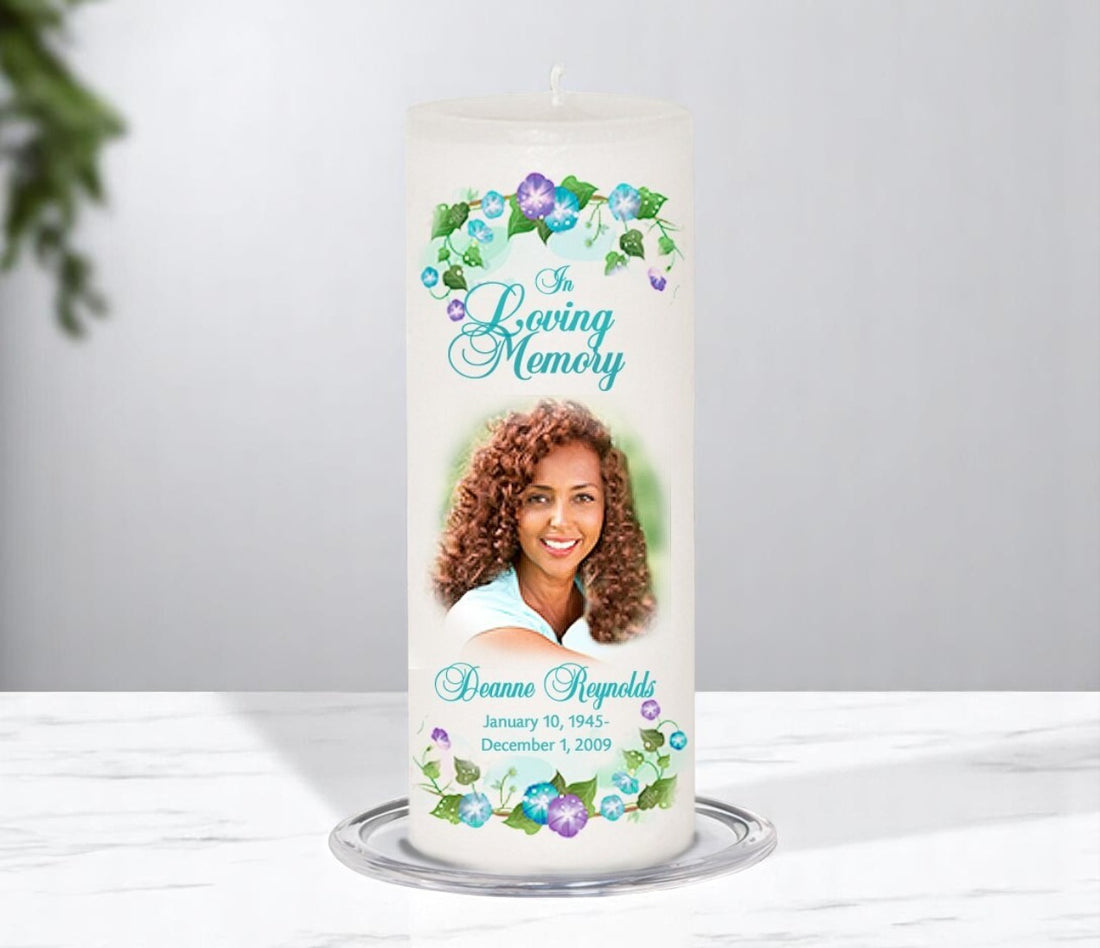Dedication Personalized Wax Pillar Memorial Candle – Funeral Program ...