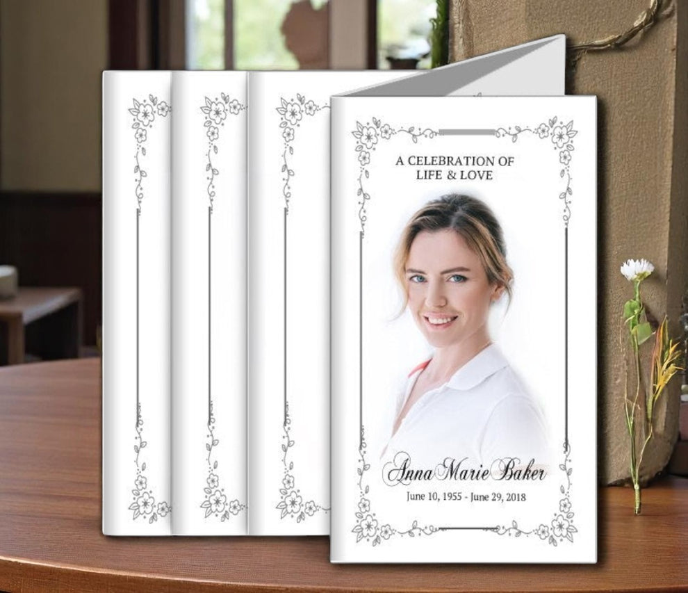 Flourish Frame Funeral Memorial Trifold Brochure Design Print – Funeral ...