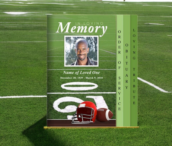 Football 8-Sided Graduated Funeral Program Template – Funeral Program ...