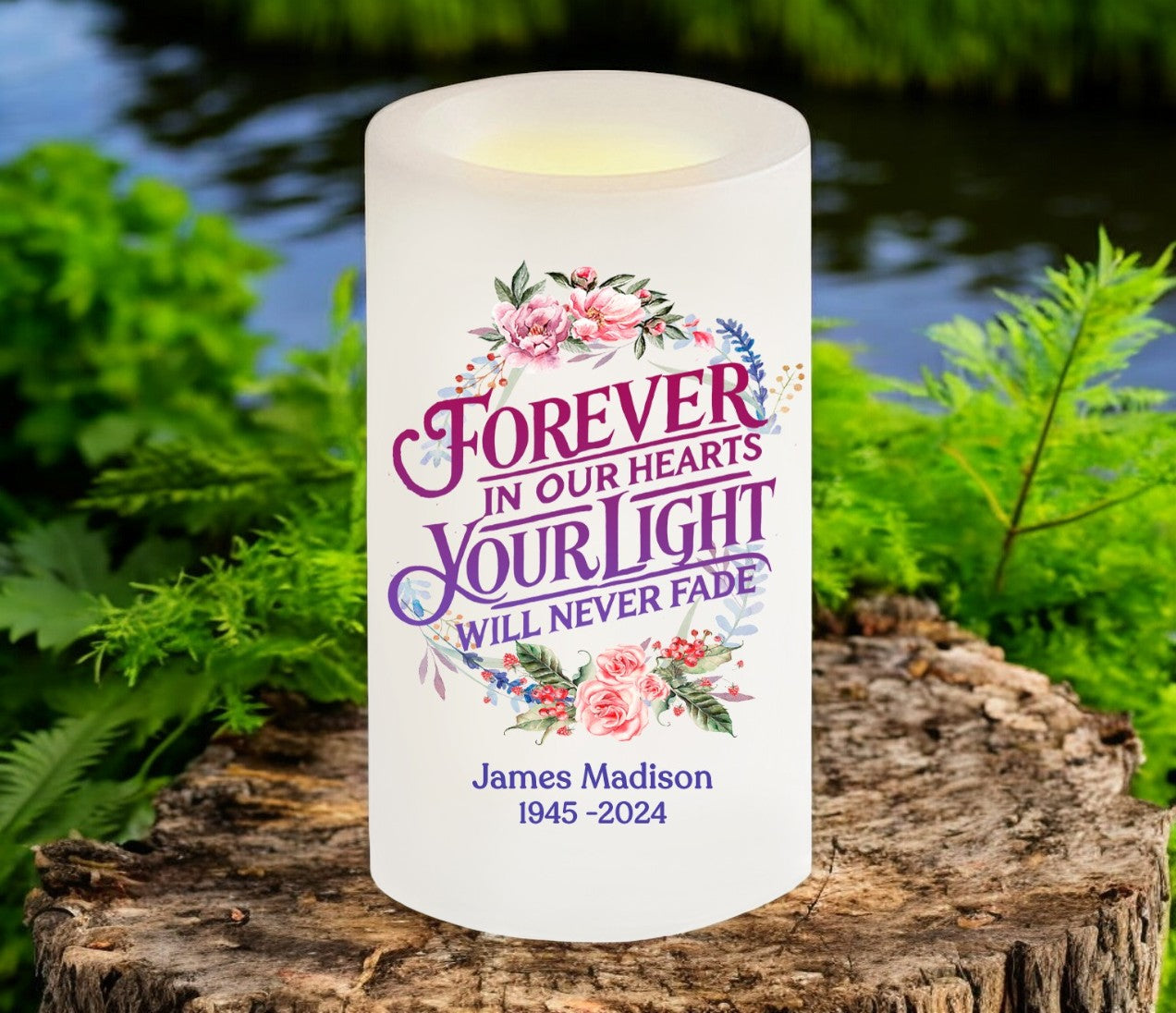Forever Personalized Flameless LED Memorial Candle – Funeral Program ...