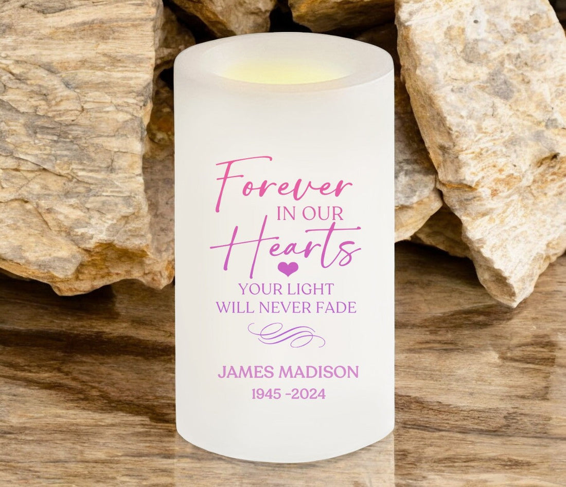 Forever In Our Hearts Personalized Flameless LED Memorial Candle ...