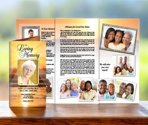 Sunrise Trifold Funeral Brochure Template – Funeral Program-Site ...