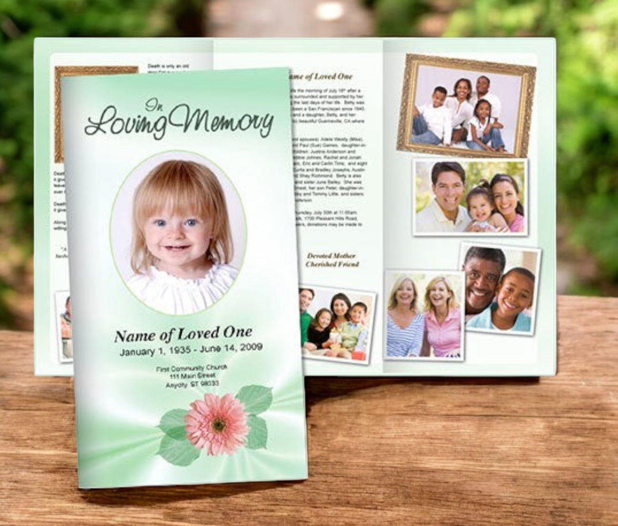 Blossom Trifold Funeral Brochures Template – Funeral Program-Site ...