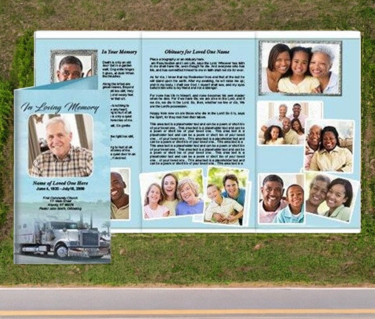 BigRig Trifold Funeral Brochure Template – Funeral Program-Site Funeral ...