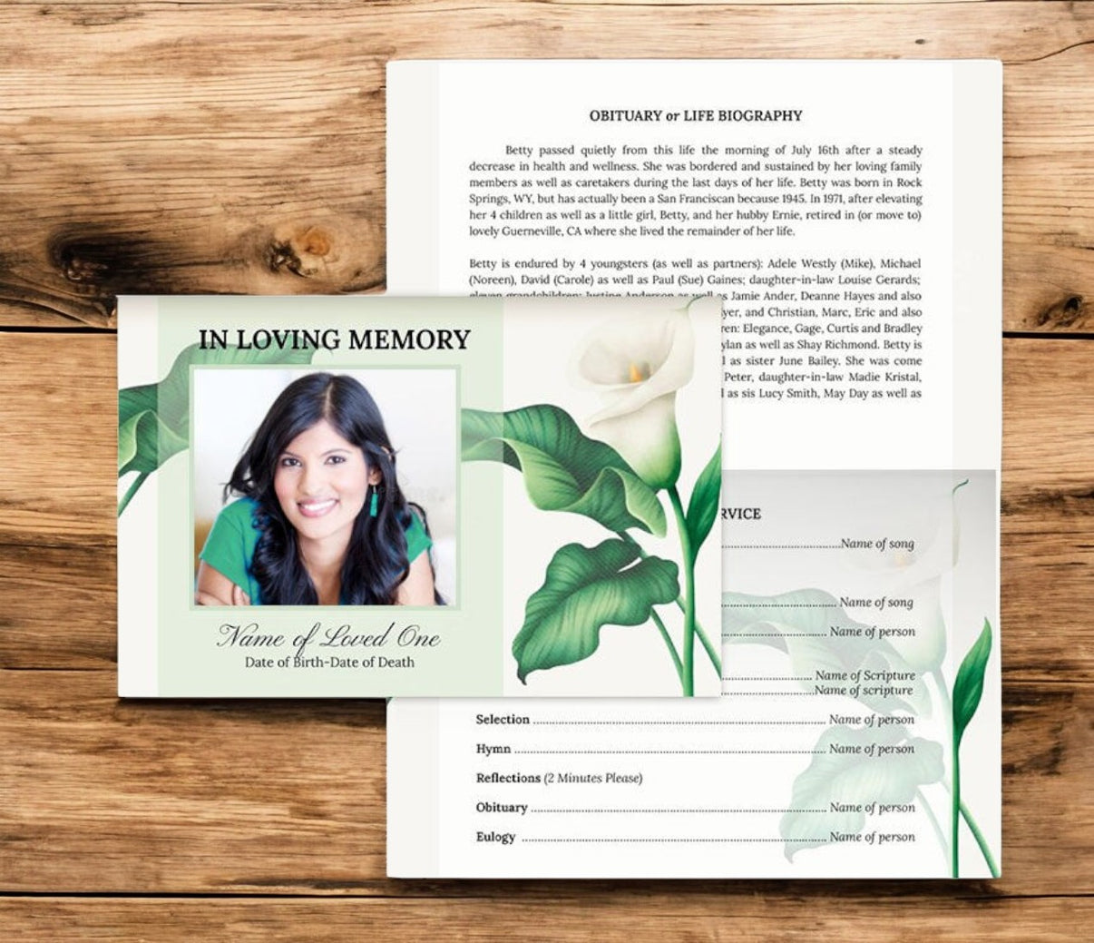 Valley Lily Greeting Card Style Funeral Program Template (Google Docs ...