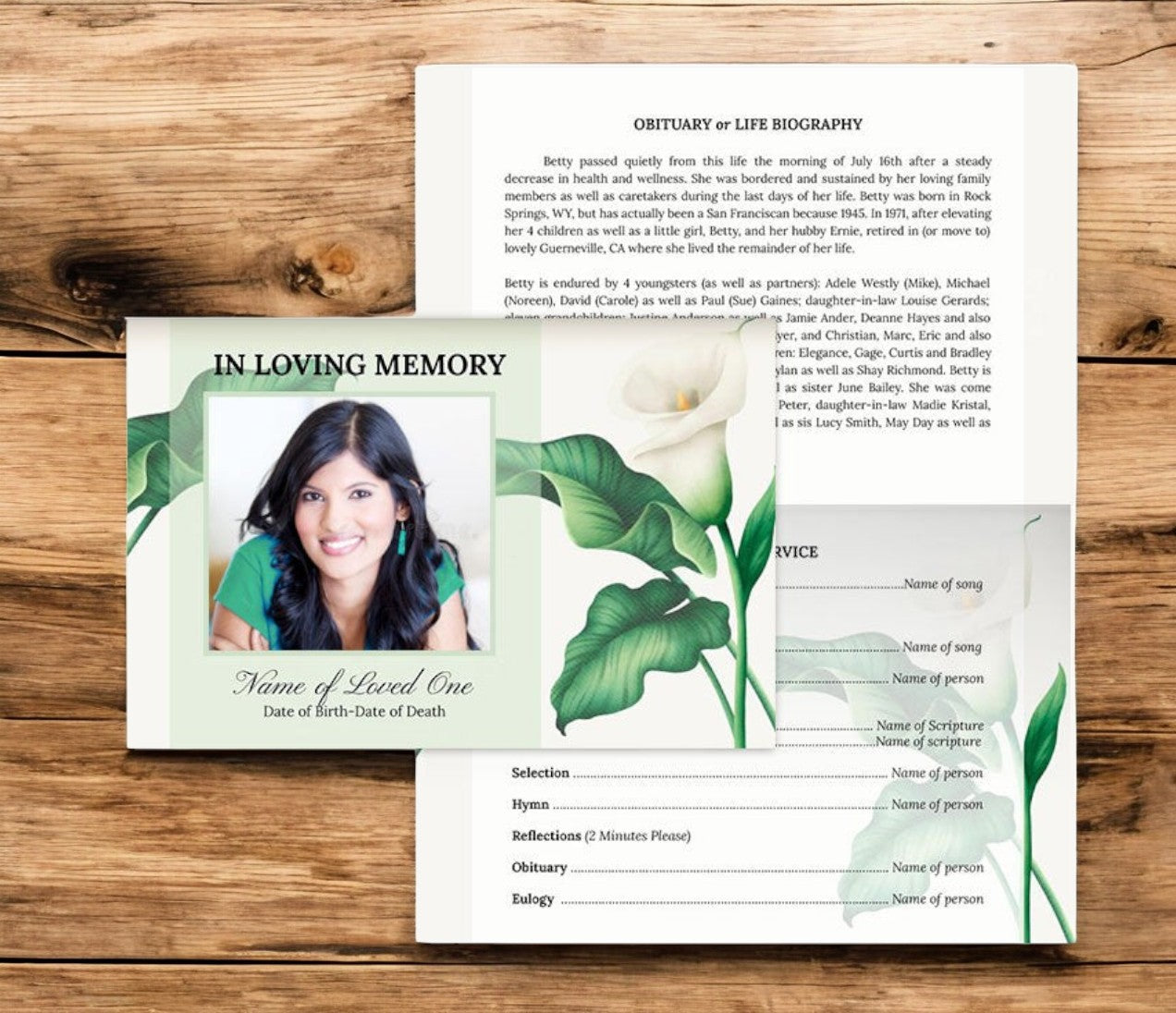Valley Lily Greeting Card Style Funeral Program Template (Google Docs ...