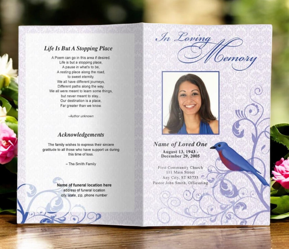 Robin Funeral Program Template | DIY Funeral Programs – Funeral Program ...