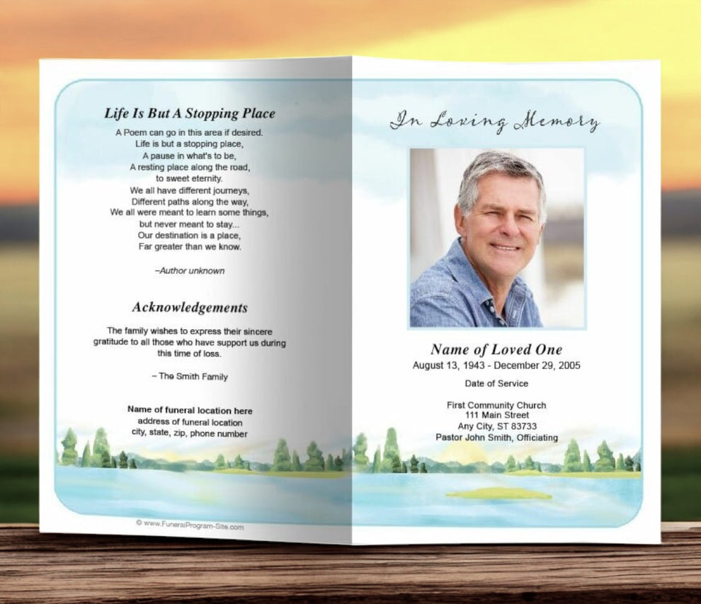 Dream Watercolor Funeral Program Template - The Funeral Program Site ...