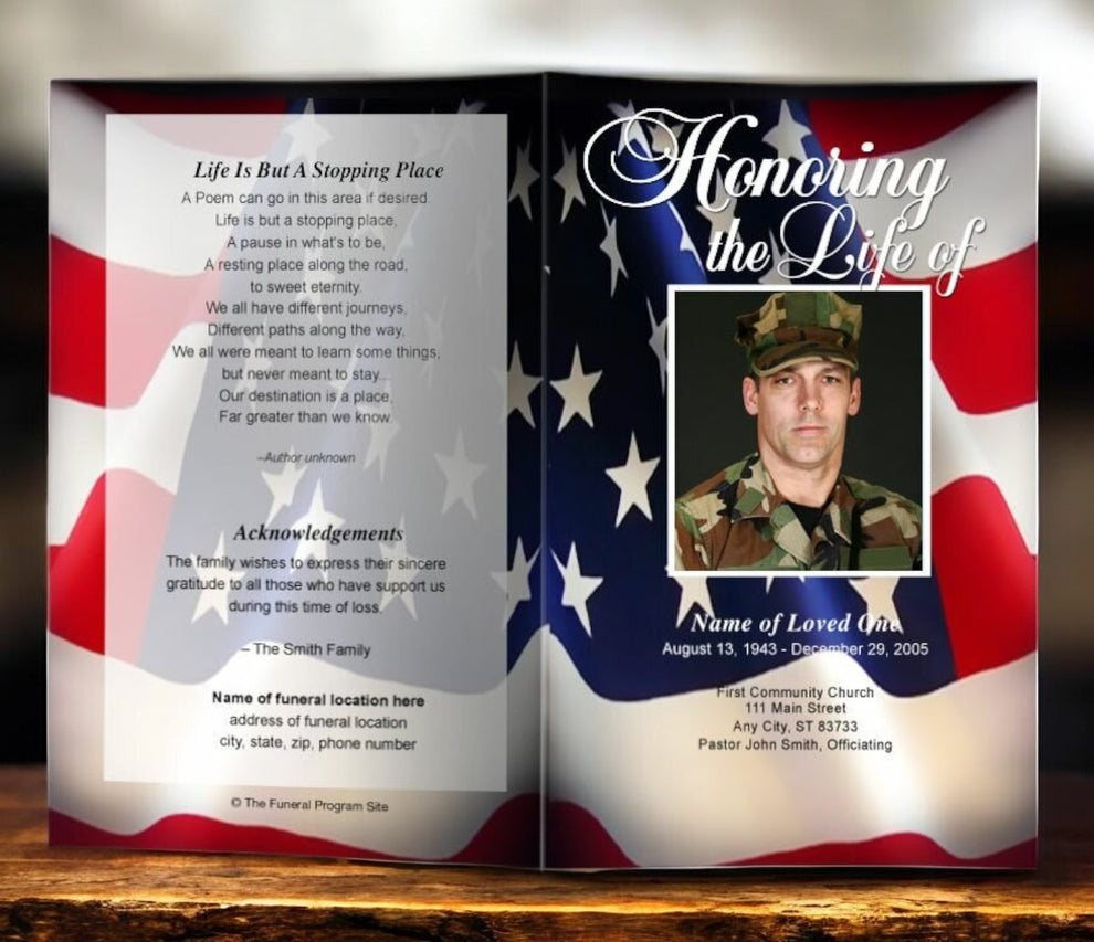 US Flag Funeral Program Template | DIY Funeral Programs – Funeral ...
