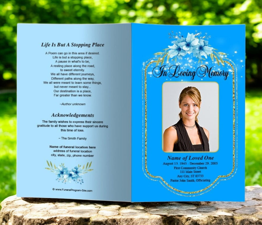 Floral Glitter Funeral Program Template – Funeral Program-Site Funeral ...