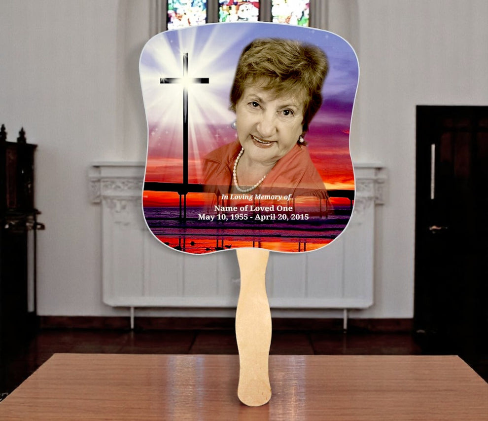 Glorify Cardstock Memorial Church Fans With Wooden Handle – Funeral ...