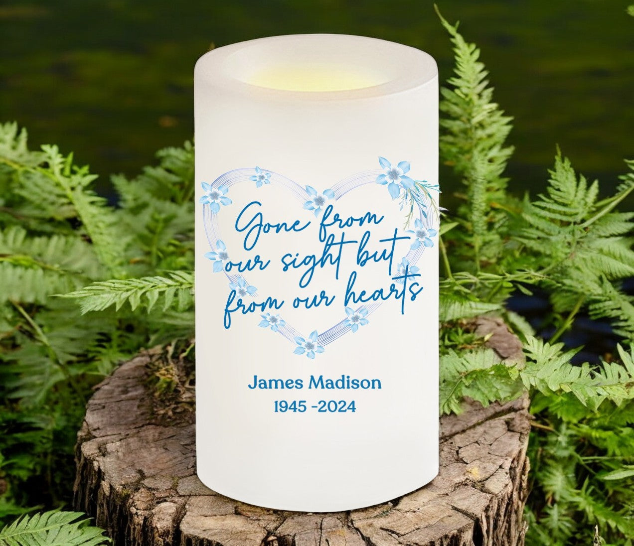 Gone From Sight Personalized Flameless LED Memorial Candle – Funeral ...
