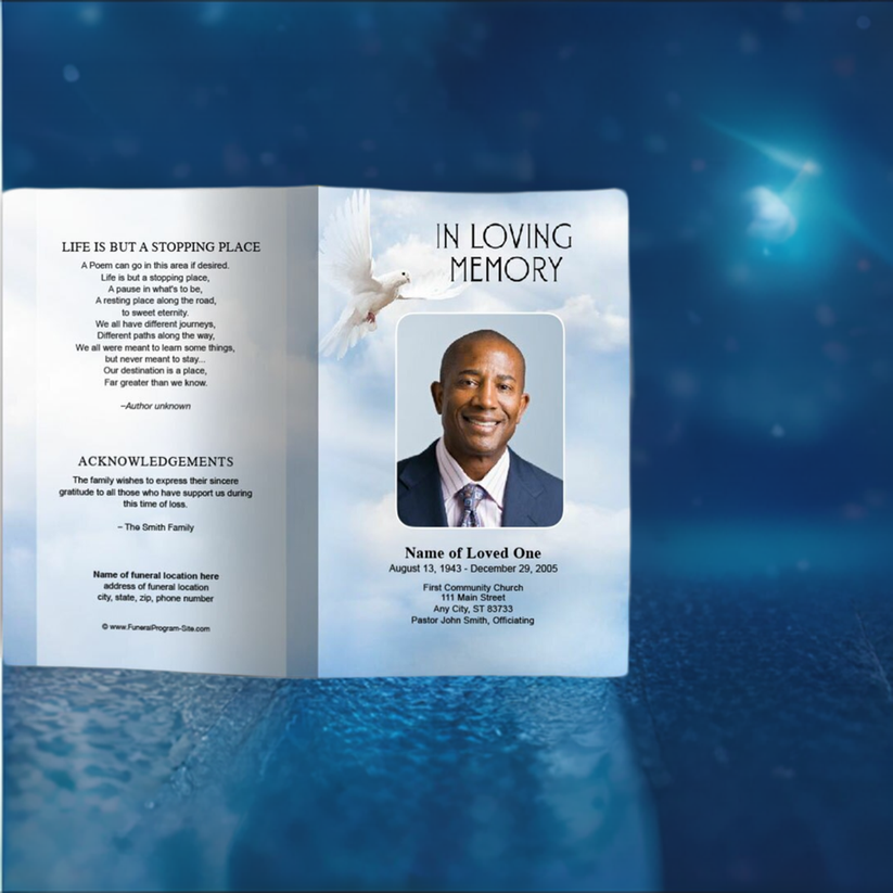 Dove of Peace Funeral Program Template – Funeral Program-Site Funeral ...