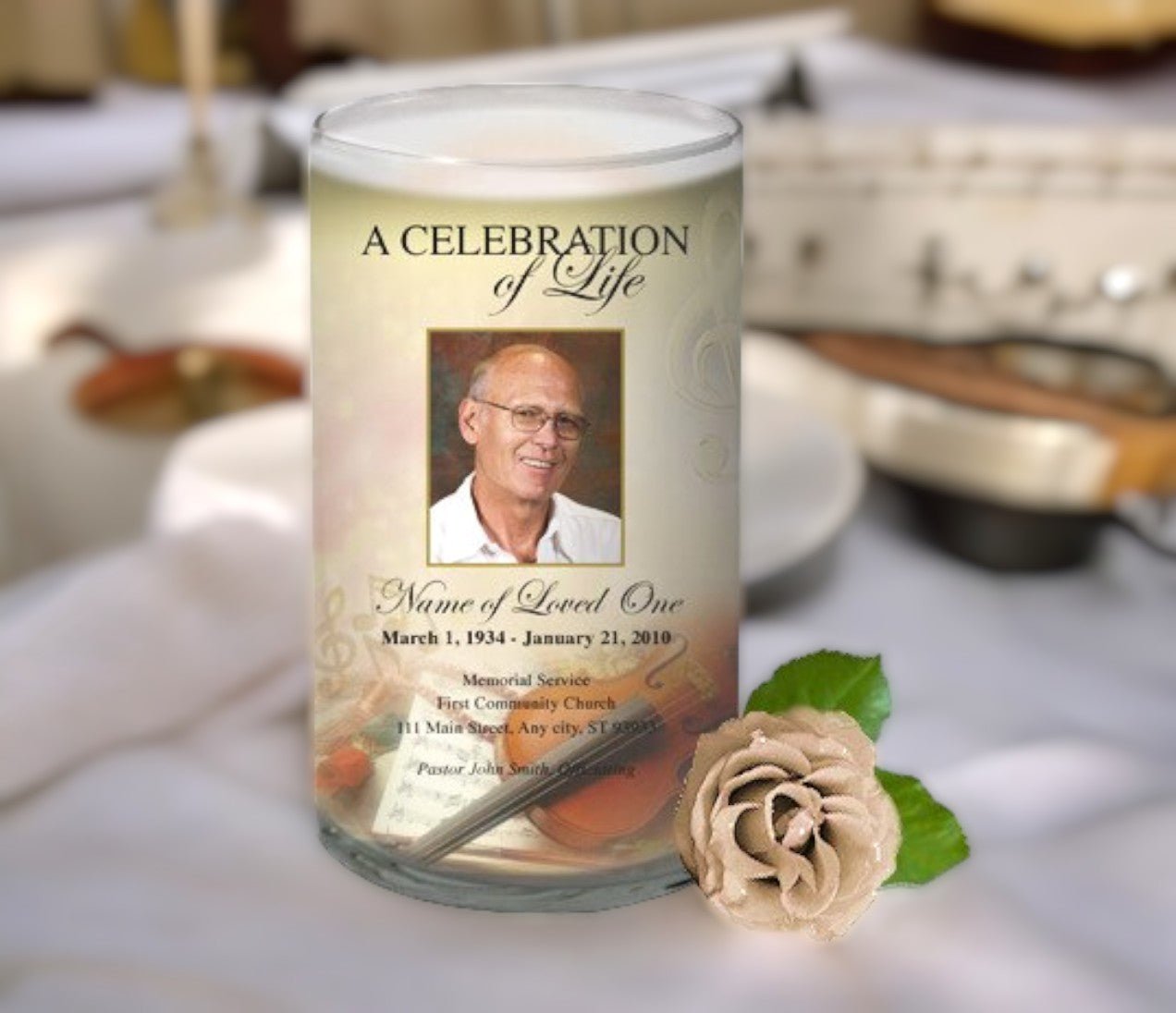 Harmony Personalized Glass Memorial Candle - The Funeral Program Site ...