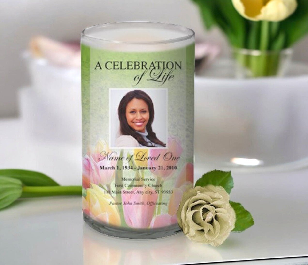 Harvest Personalized Glass Memorial Candle - The Funeral Program Site ...