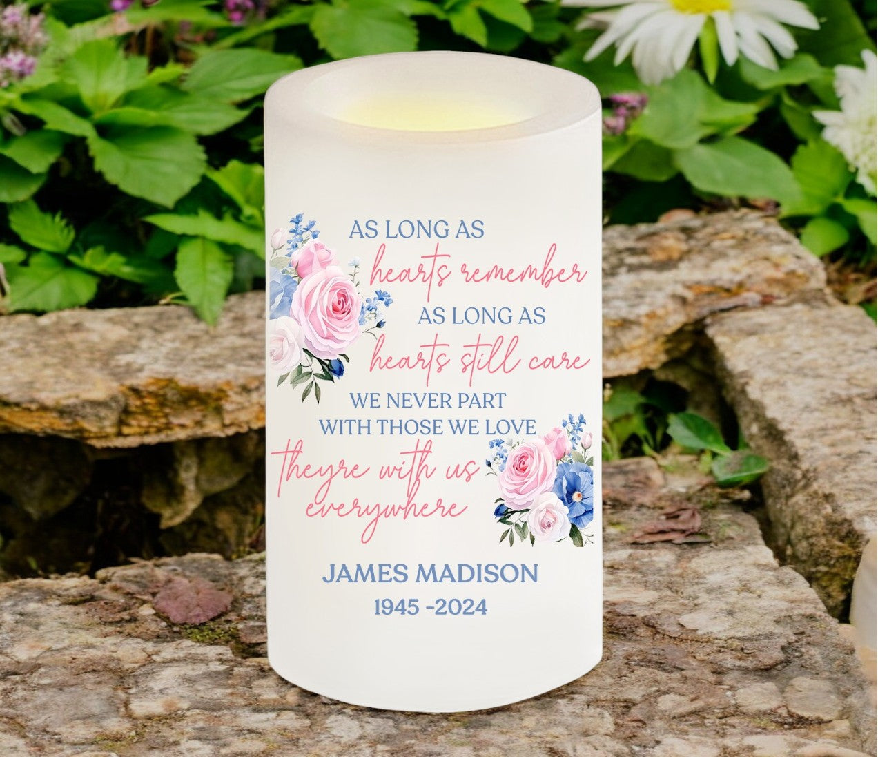 Heart Remembers Personalized Flameless LED Memorial Candle – Funeral ...