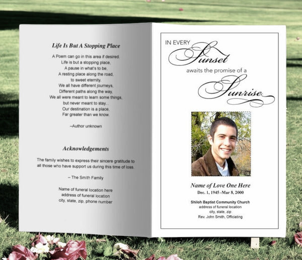 Sunset Funeral Program Template | DIY Funeral Programs – Funeral ...