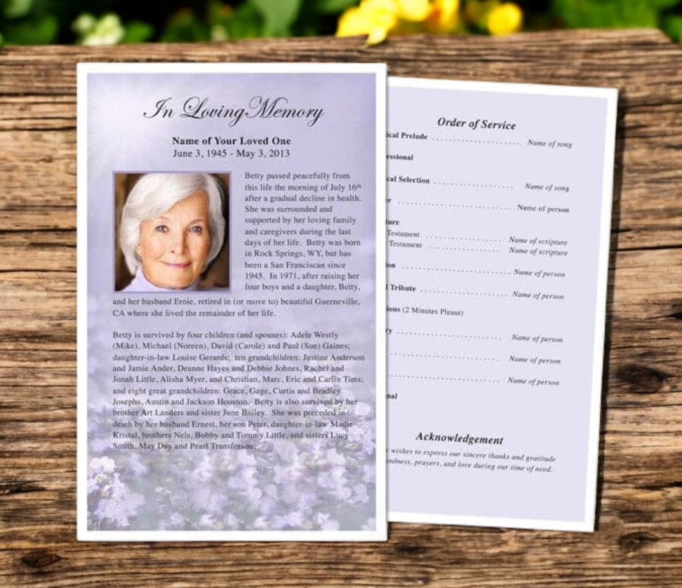 Lilac Funeral Flyer Half Sheets Template – Funeral Program-Site Funeral ...