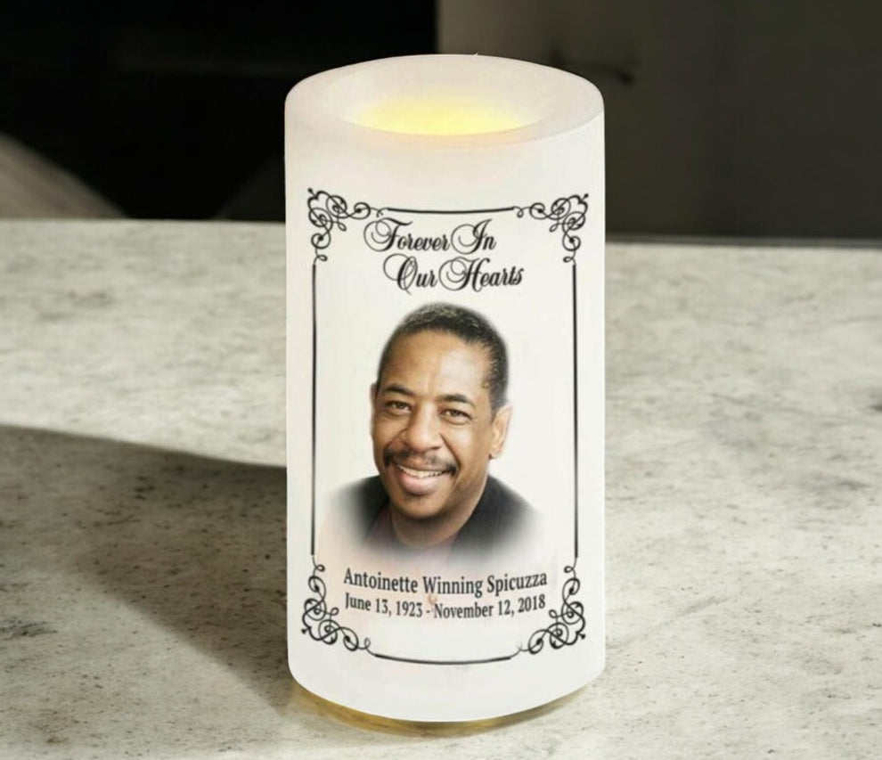 Signature Flameless LED Personalized Memorial Candle – Funeral Program ...