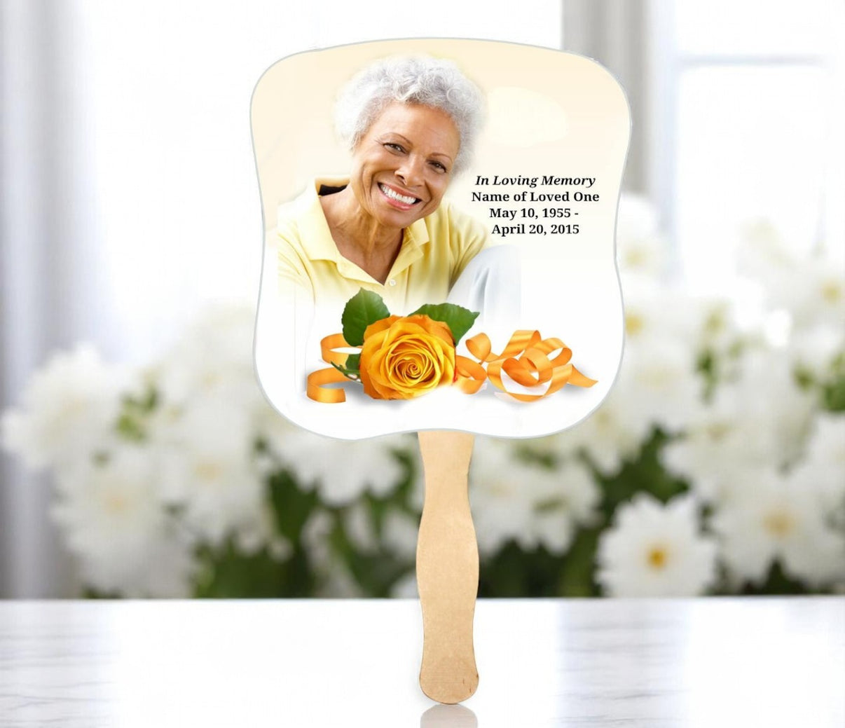 Memory Cardstock Memorial Church Fans With Wooden Handle – Funeral ...