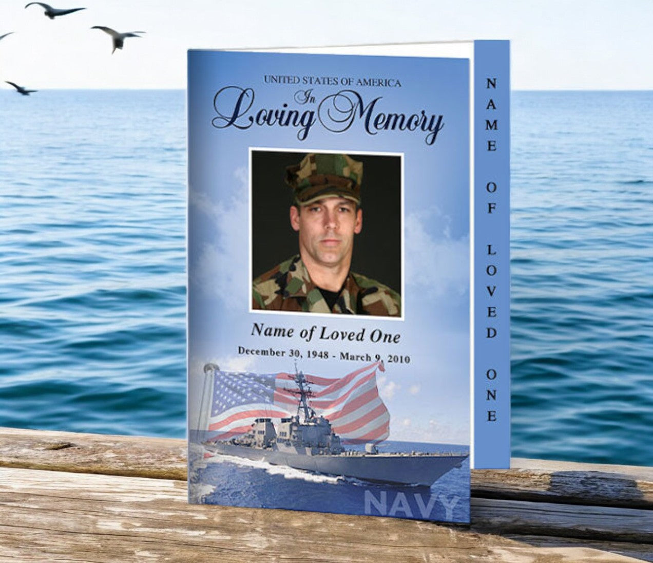 Navy 4-Sided Graduated Funeral Program Templates – Funeral Program-Site ...