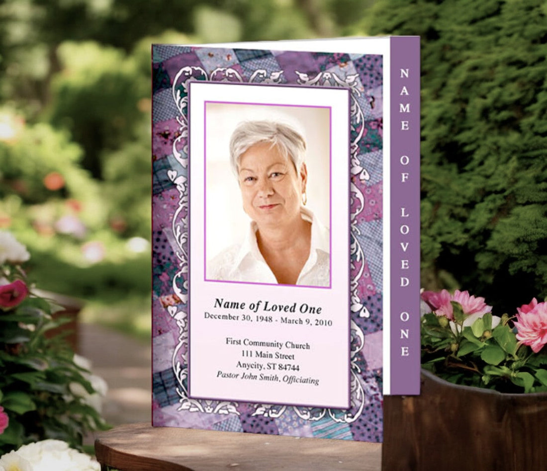 Patchwork 4-Sided Graduated Funeral Program Templates – Funeral Program ...