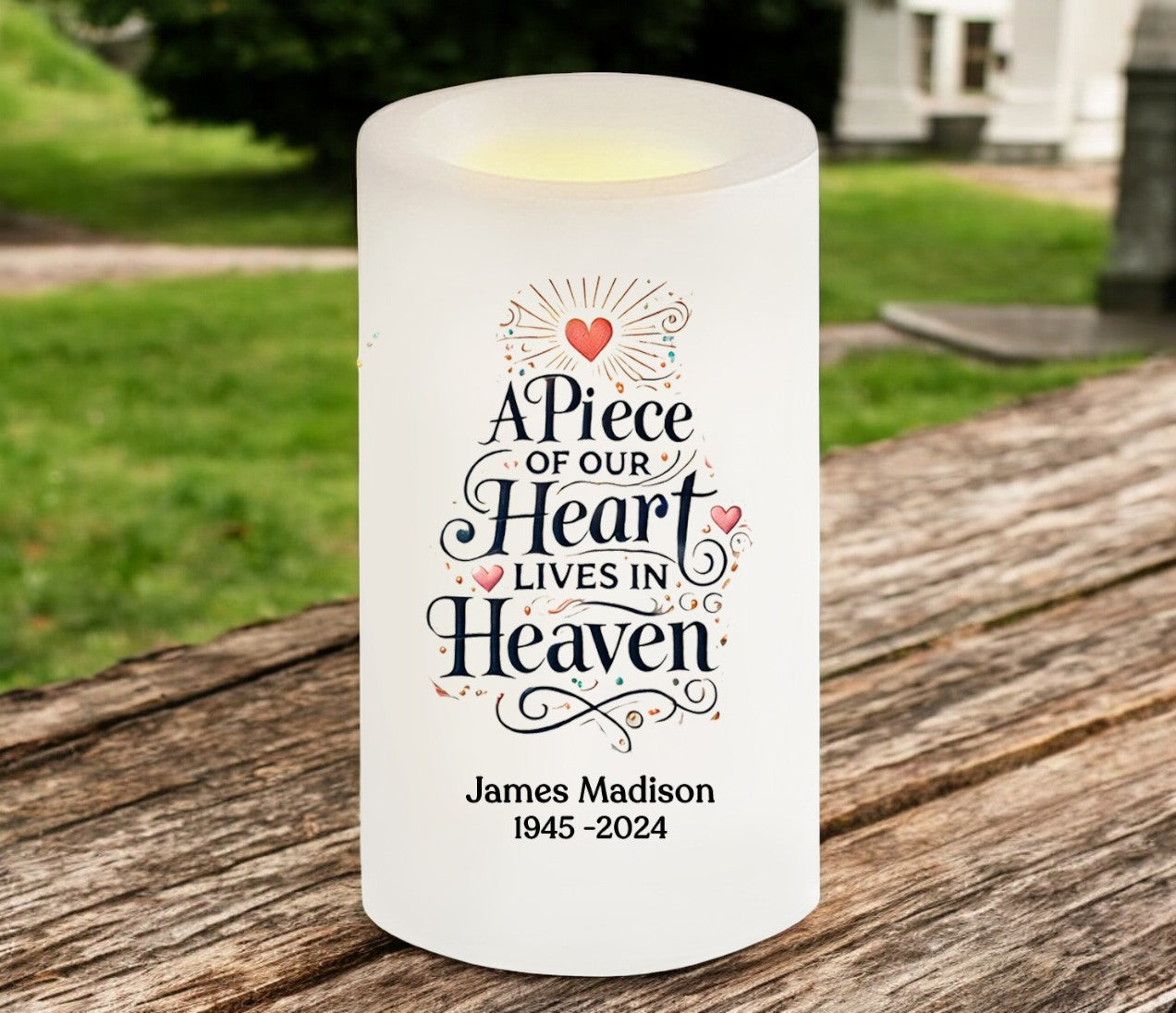 Piece of My Heart Personalized Flameless LED Memorial Candle – Funeral ...