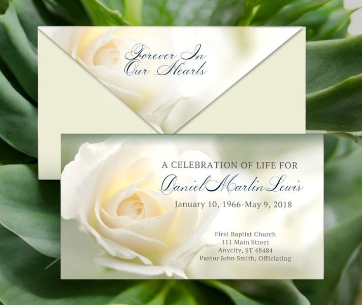 Ivory Roses Envelope Fold Funeral Program Design Print – Funeral ...