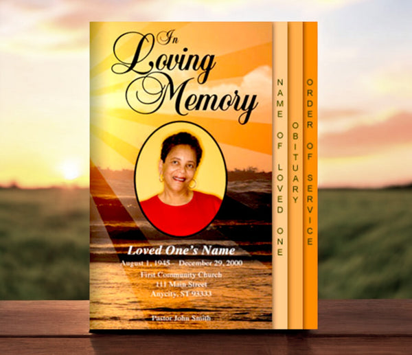 Sunrise 8-Sided Graduated Funeral Program Template – Funeral Program ...