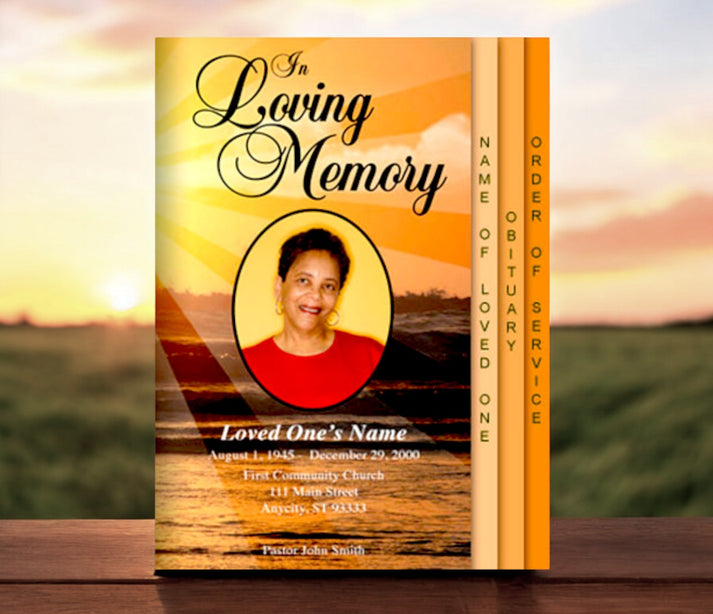 Sunrise 8-Sided Graduated Funeral Program Template – Funeral Program ...