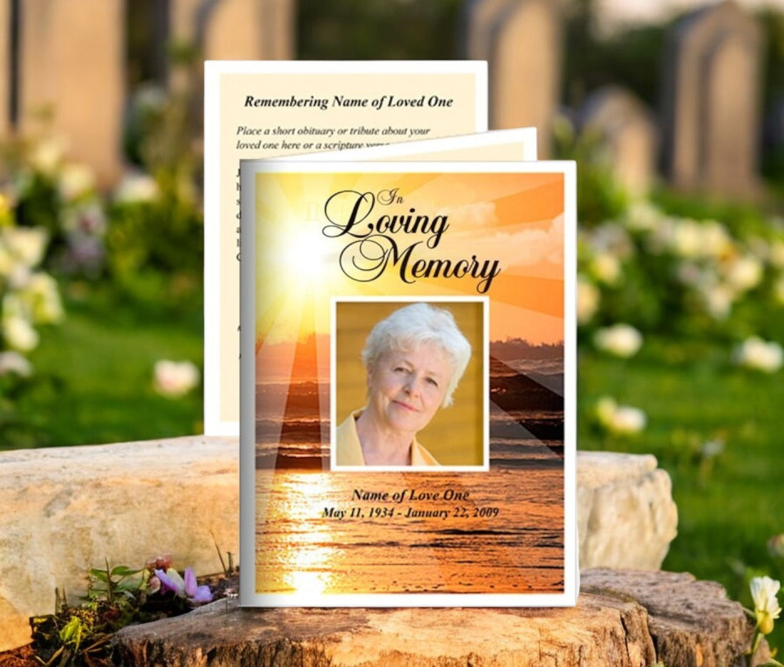 Sunrise Small Memorial Card Template – Funeral Program-Site Funeral ...