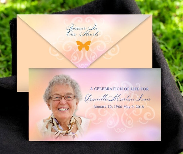 Tangerine Envelope Fold Funeral Program Design Print – Funeral Program ...