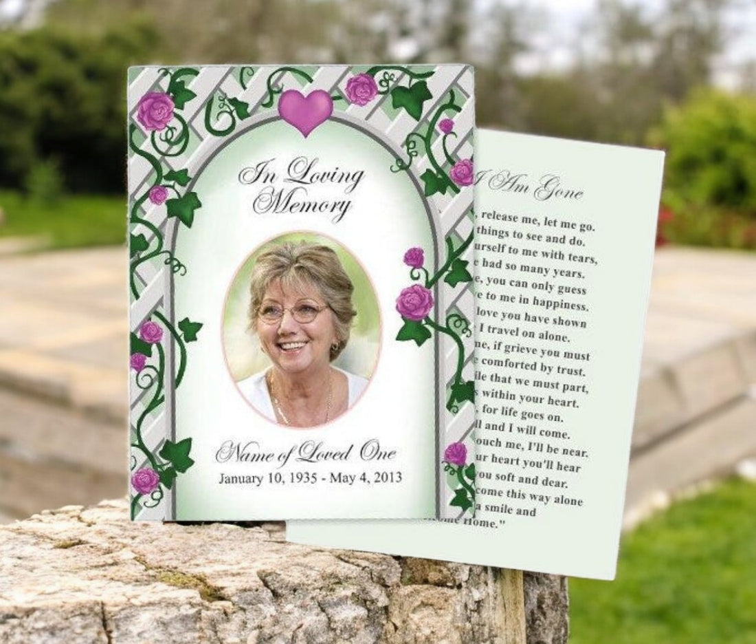 Trellis Small Memorial Card Template – Funeral Program-Site Funeral ...