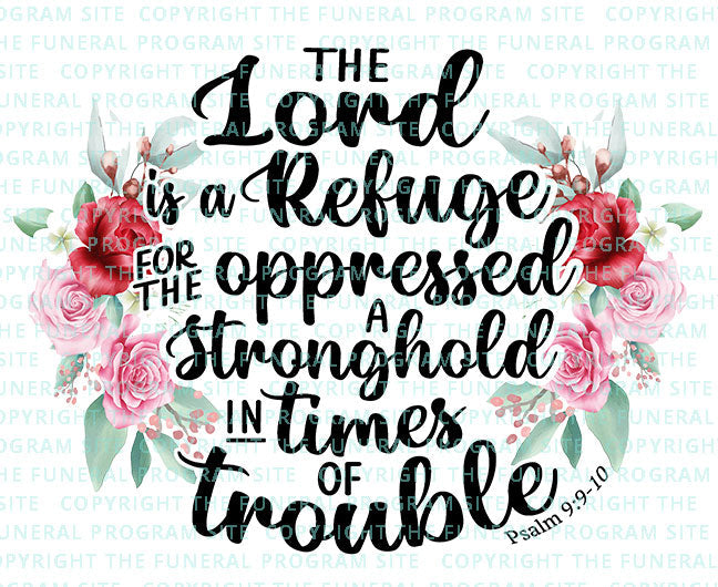 The Lord Is A Refuge - Encouraging Bible Verses Word Art – Funeral ...