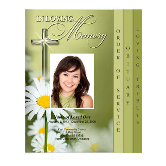 Daisies 8-Sided Graduated Funeral Program Template – Funeral Program ...