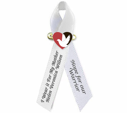 Personalized Lung Cancer Ribbon | White Cancer Ribbon – Funeral Program ...