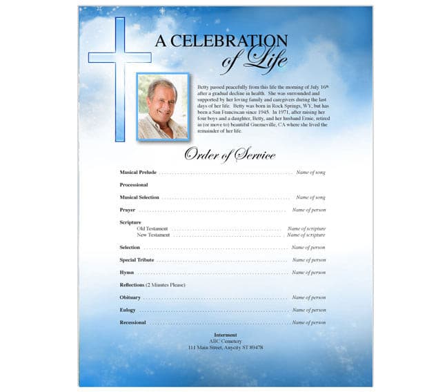 Heaven Funeral Flyer Template – Funeral Program-Site Funeral Programs ...