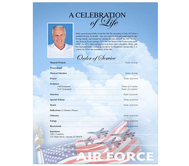 Air Force Funeral Flyer Template – Funeral Program-Site Funeral ...